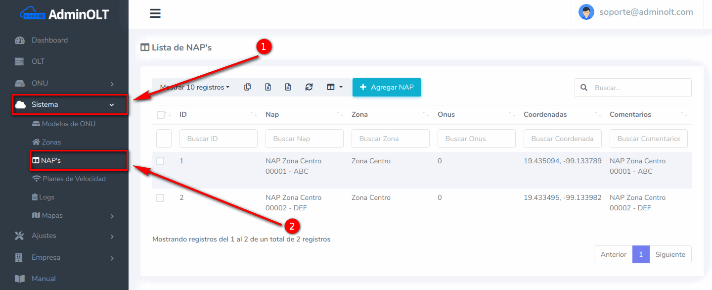 Importar Nap’s a Mapa - adminolt.com